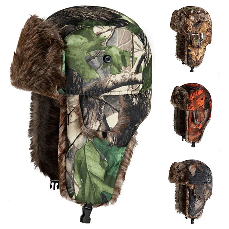Earflap Hat Lei Feng Hat Camouflage Warm Winter Elderly Hat Cap Thick