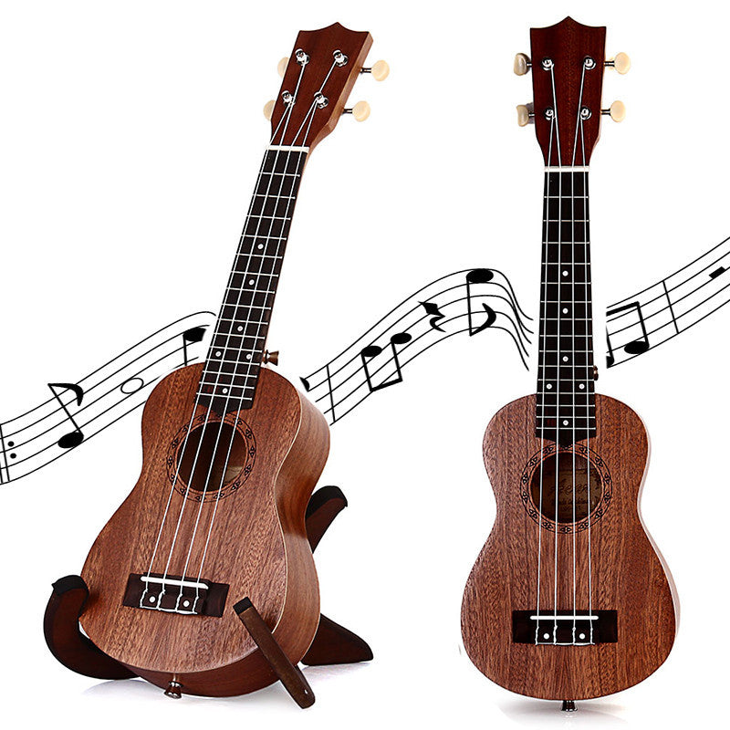 21 Inch Soprano Ukulele TOKKY Uke Four 4 Strings Instrument Brown Lase