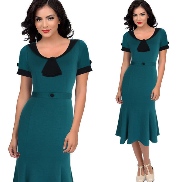 Womens Elegant Vintage Pinup Retro Rockabilly Mermaid Wear to Work Par
